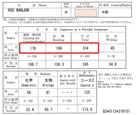JLPT EJU 合格状況